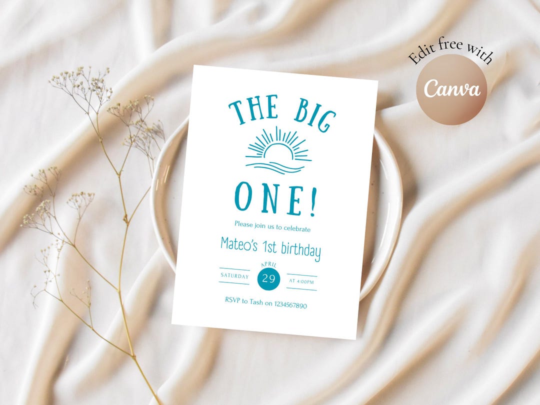 Editable the Big One Invitation, Big One Invite, Girl 1st Birthday, Boy ...