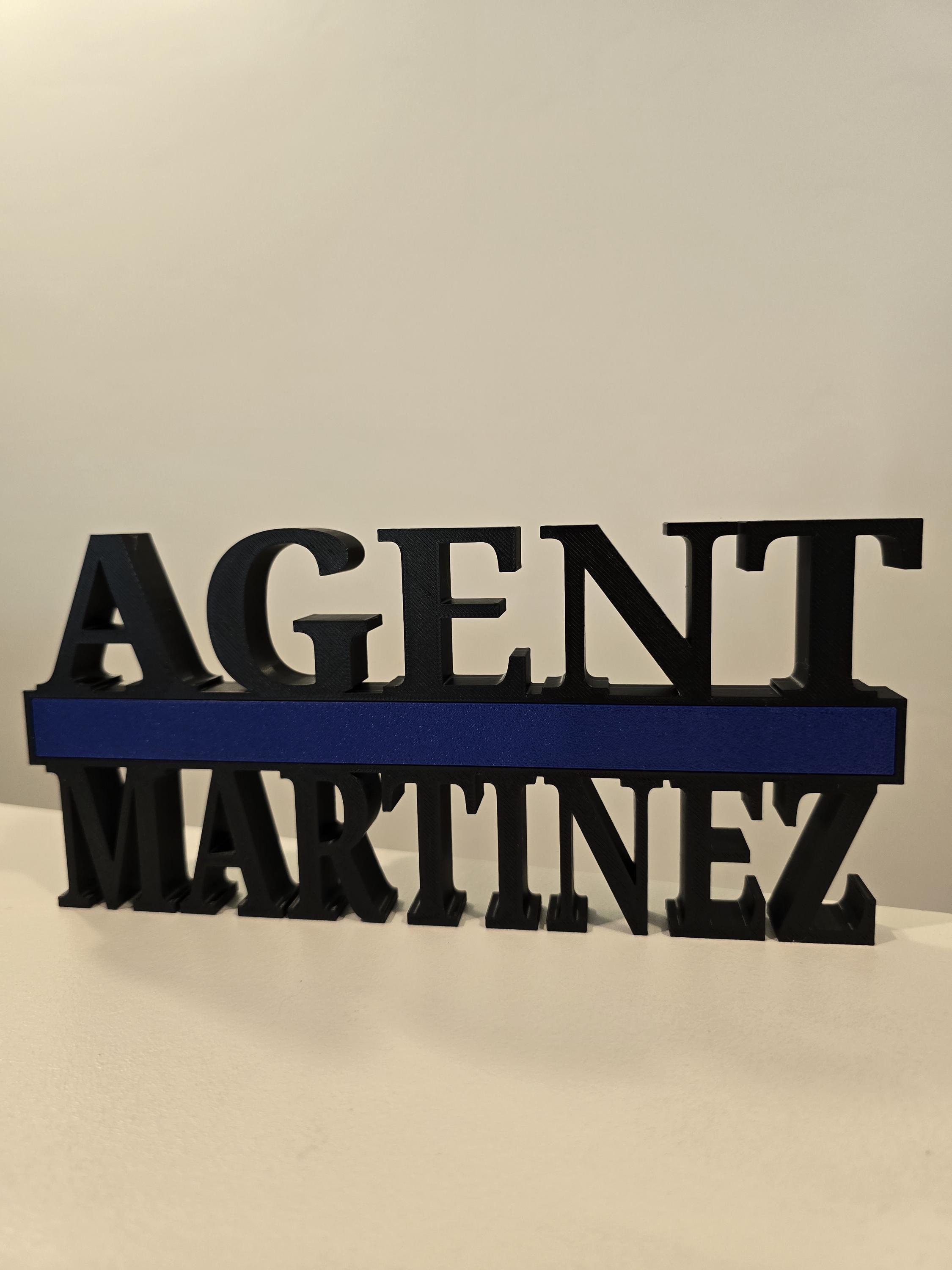 Personalized Thin Blue Line Police Desk Name Plate - Custom Rank and ...