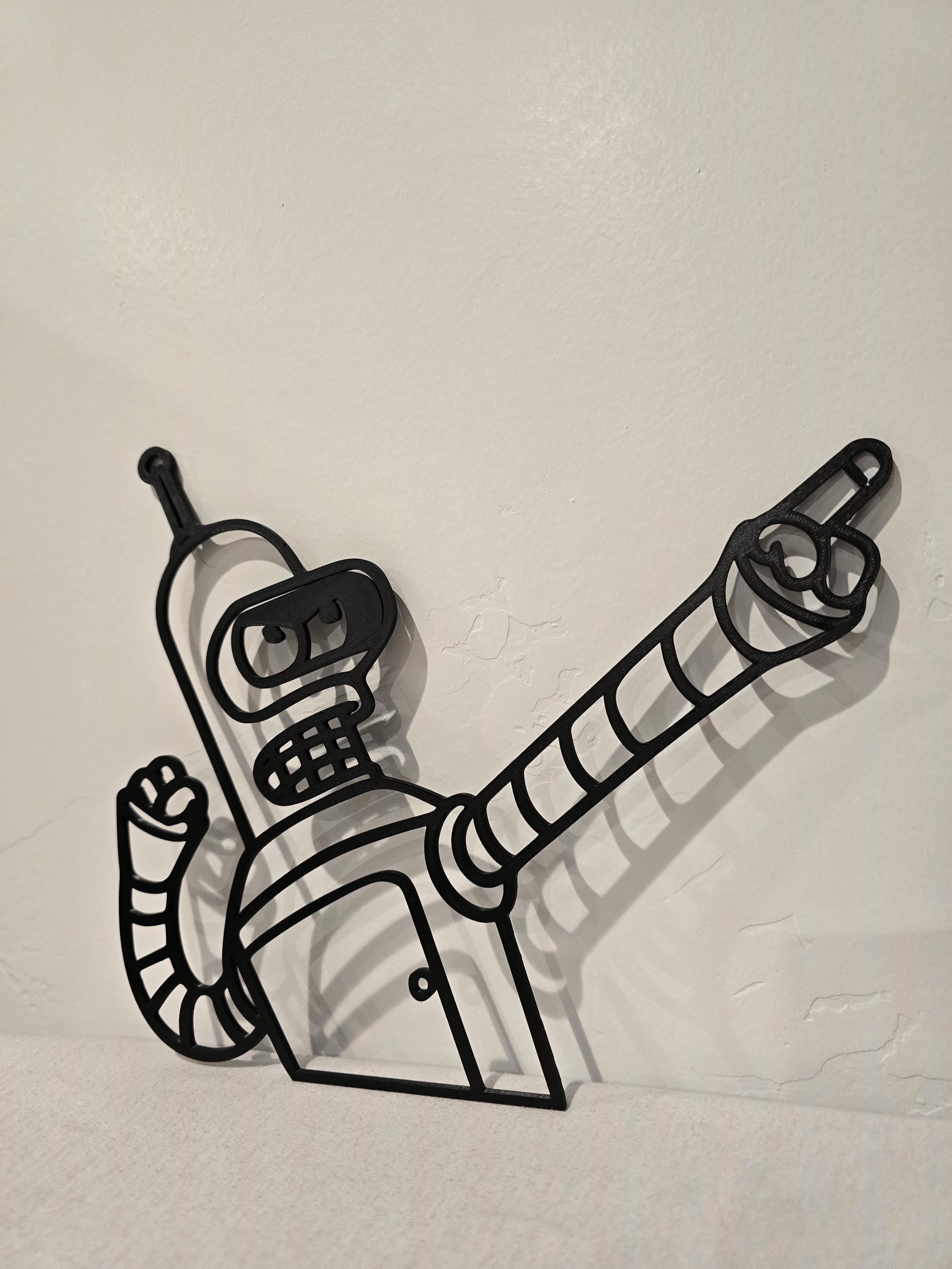 3D Printed Futurama Bender Pointing Wall Art - Black - Etsy