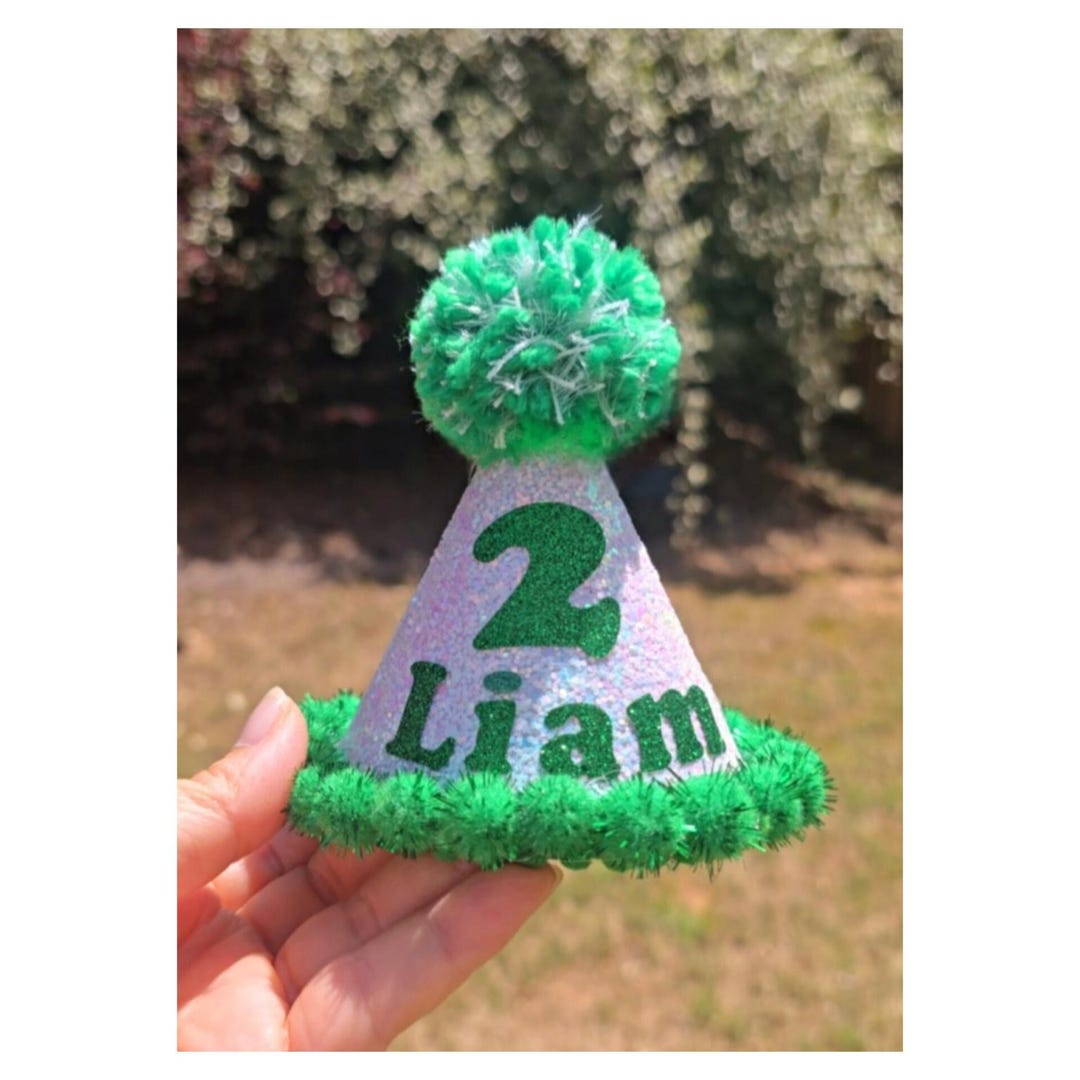 Green Birthday Party Hat | Personalized Party Hat | Custom Name ...