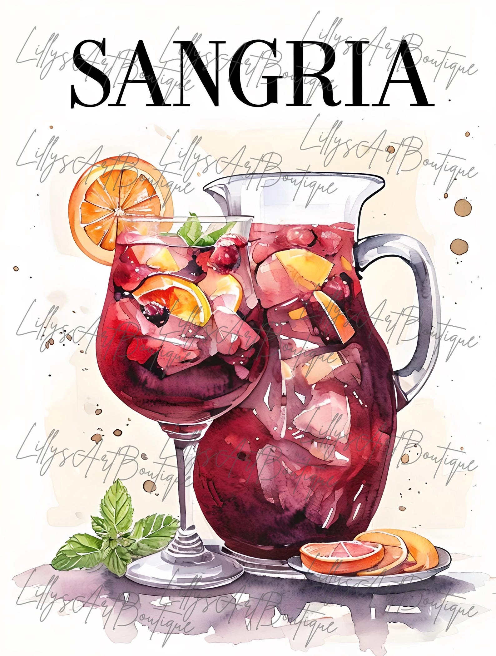 Sangria Poster, Sangria Digital Art ,digital Download, Digital Print ...