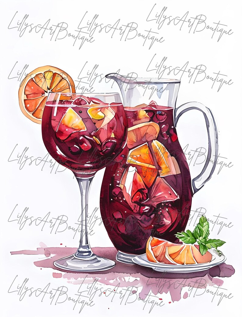 Sangria Poster, Sangria Digital Art ,digital Download, Digital Print ...