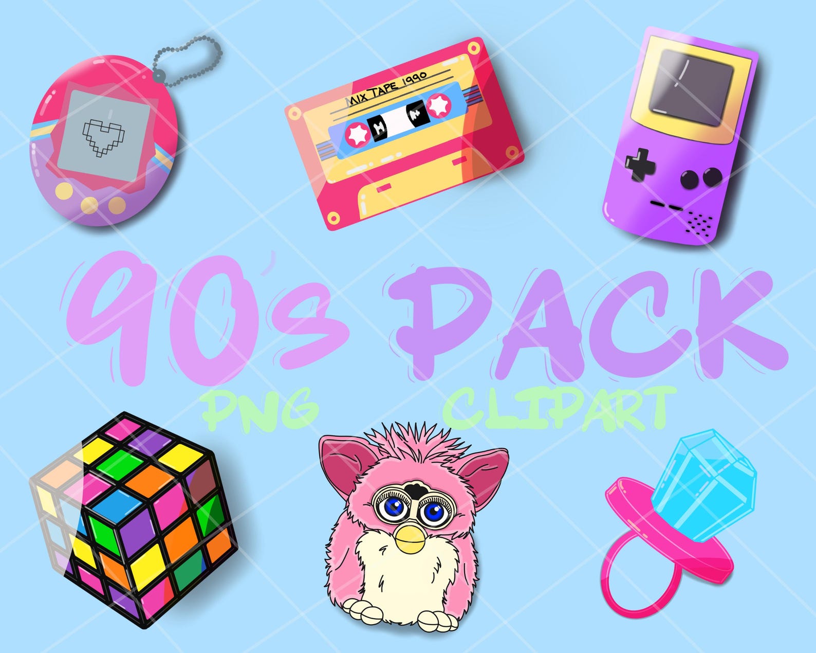 90’s Clipart, 90's PNG, 6 Pack Digital Download, 90's Bundle, Retro 90 ...