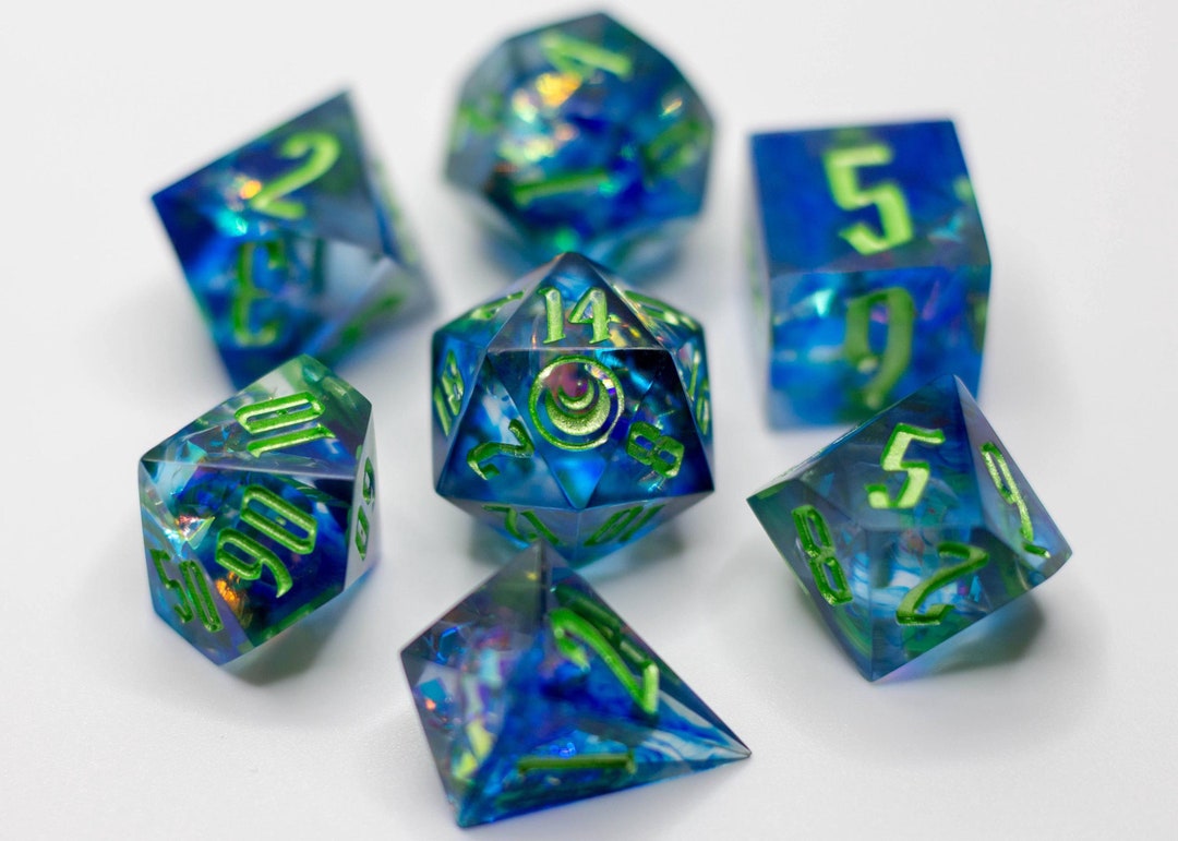 Jade Wilds Blue and Green Dice / Cyberpunk / Full Dice Set / Dnd Dice ...