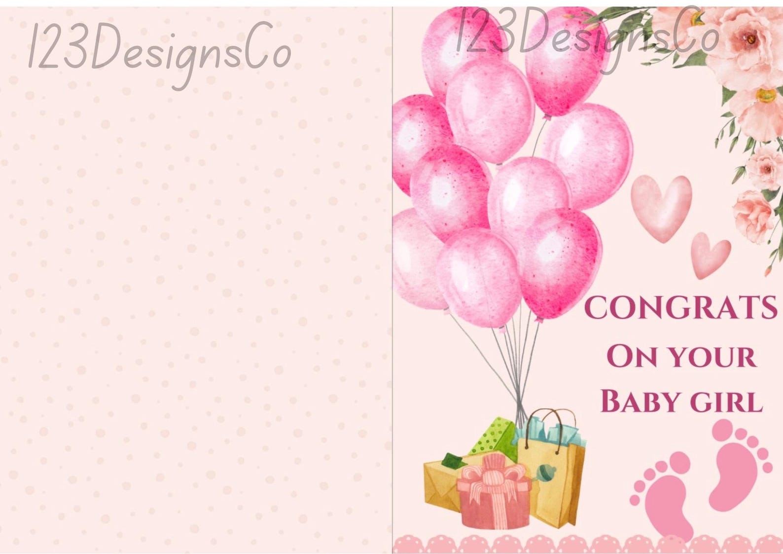 Congratulations Baby Girl Card Printable - Etsy