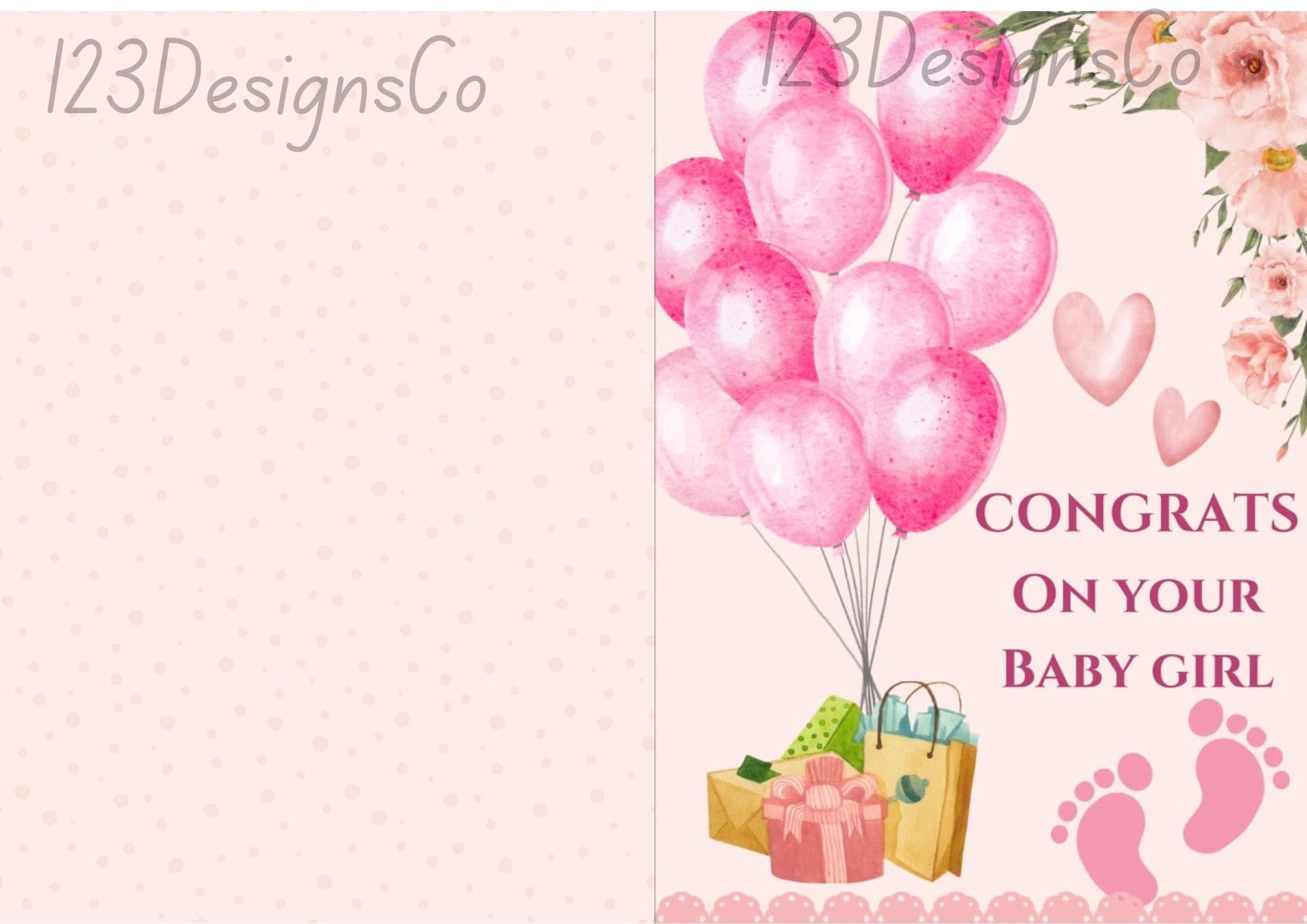 Congratulations Baby Girl Card Printable - Etsy