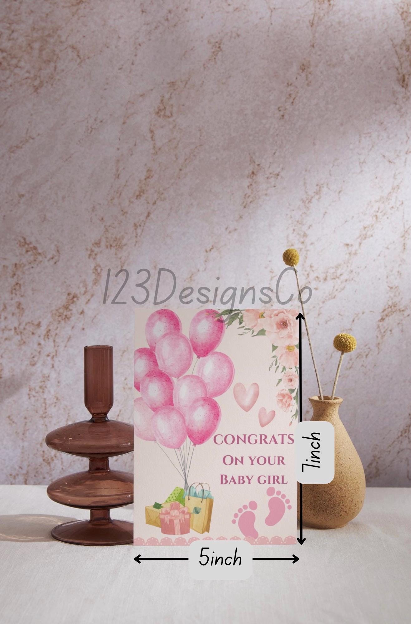 Congratulations Baby Girl Card Printable - Etsy