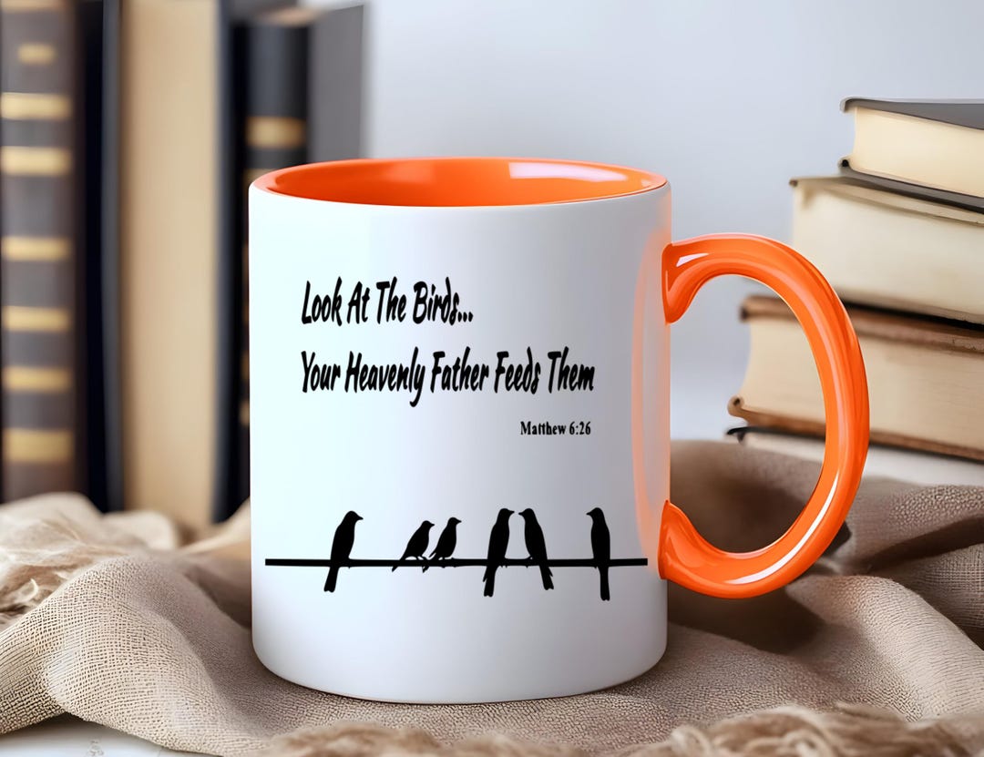 Matthew 6:26 Bible Verse Coffee Mug – Christian Gift With Bird Design ...