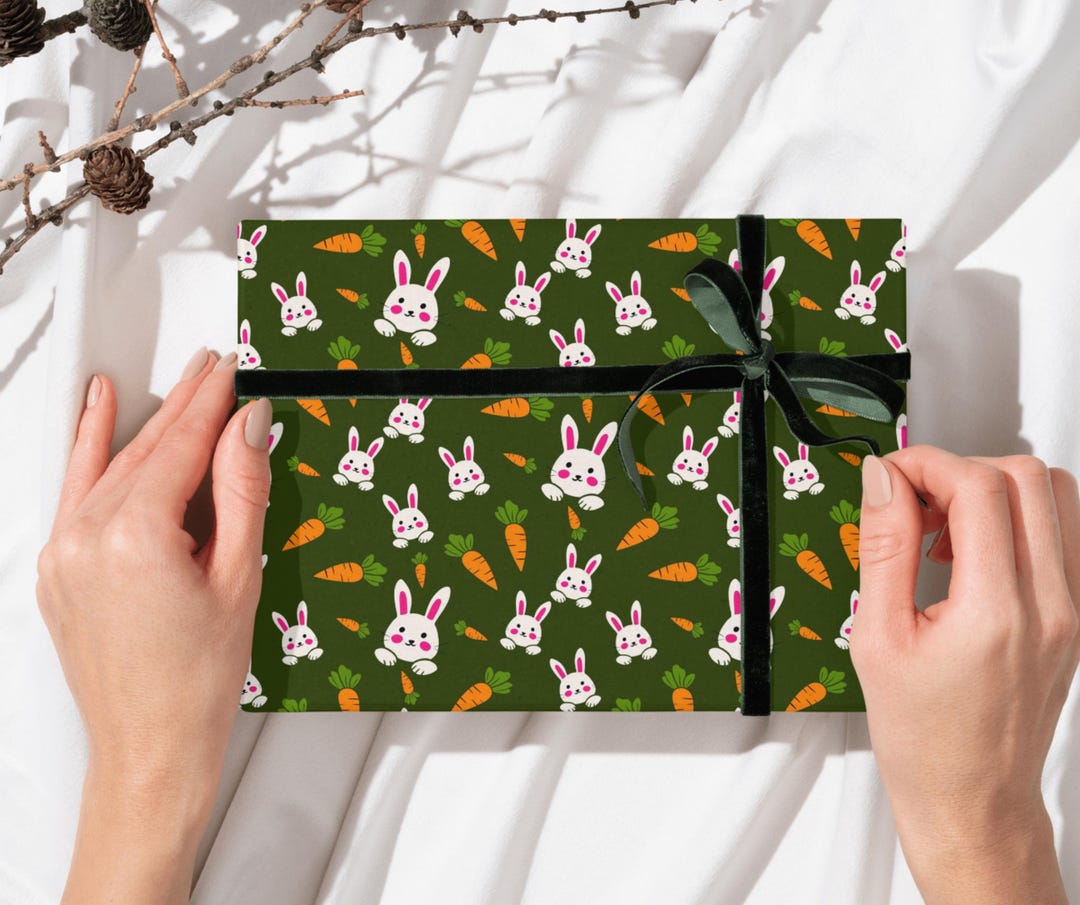Printable Seamless Pattern Smiling Rabbits or Bunnies With Carrots ...