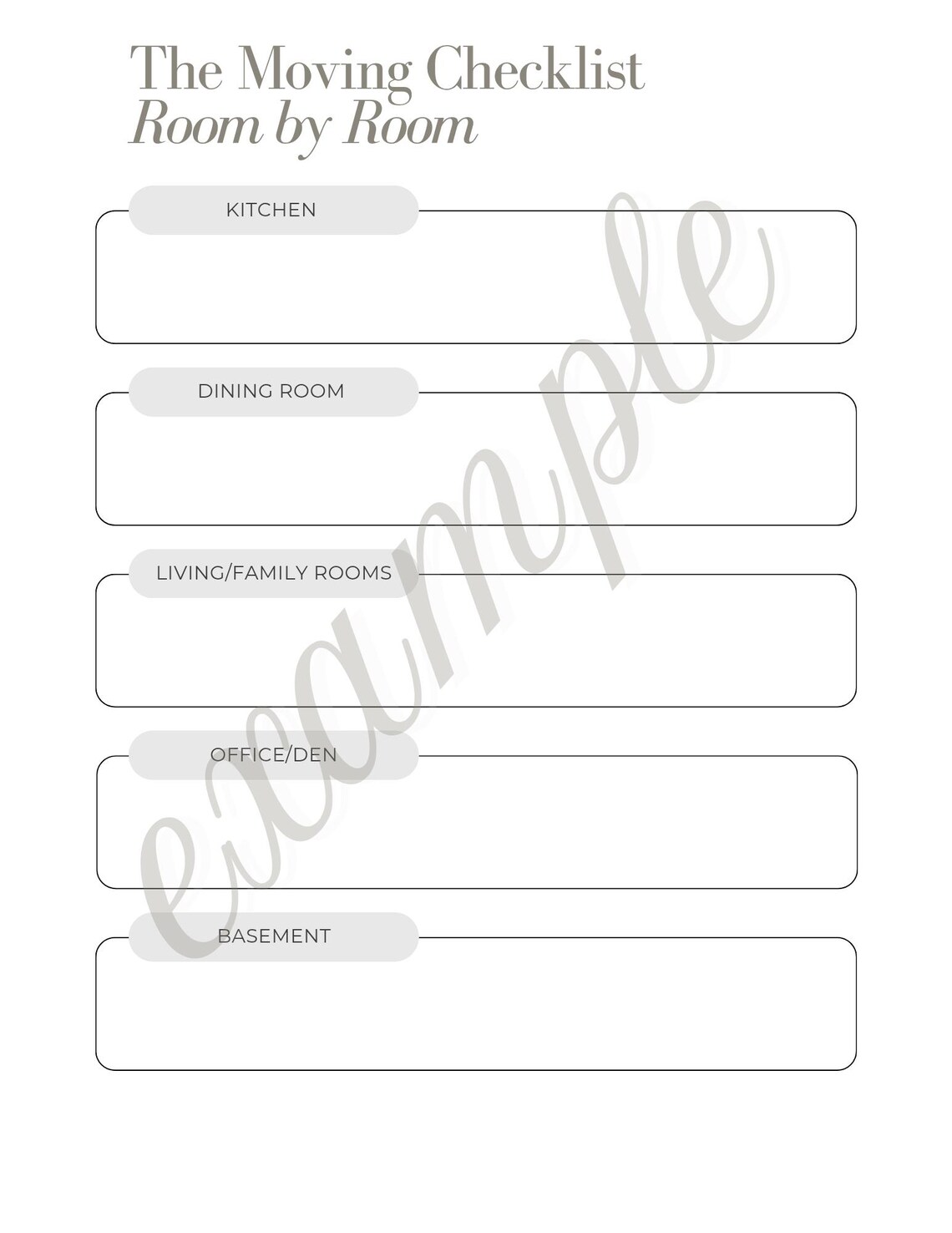 Detailed Moving Checklist | Moving Schedule Template | Printable ...
