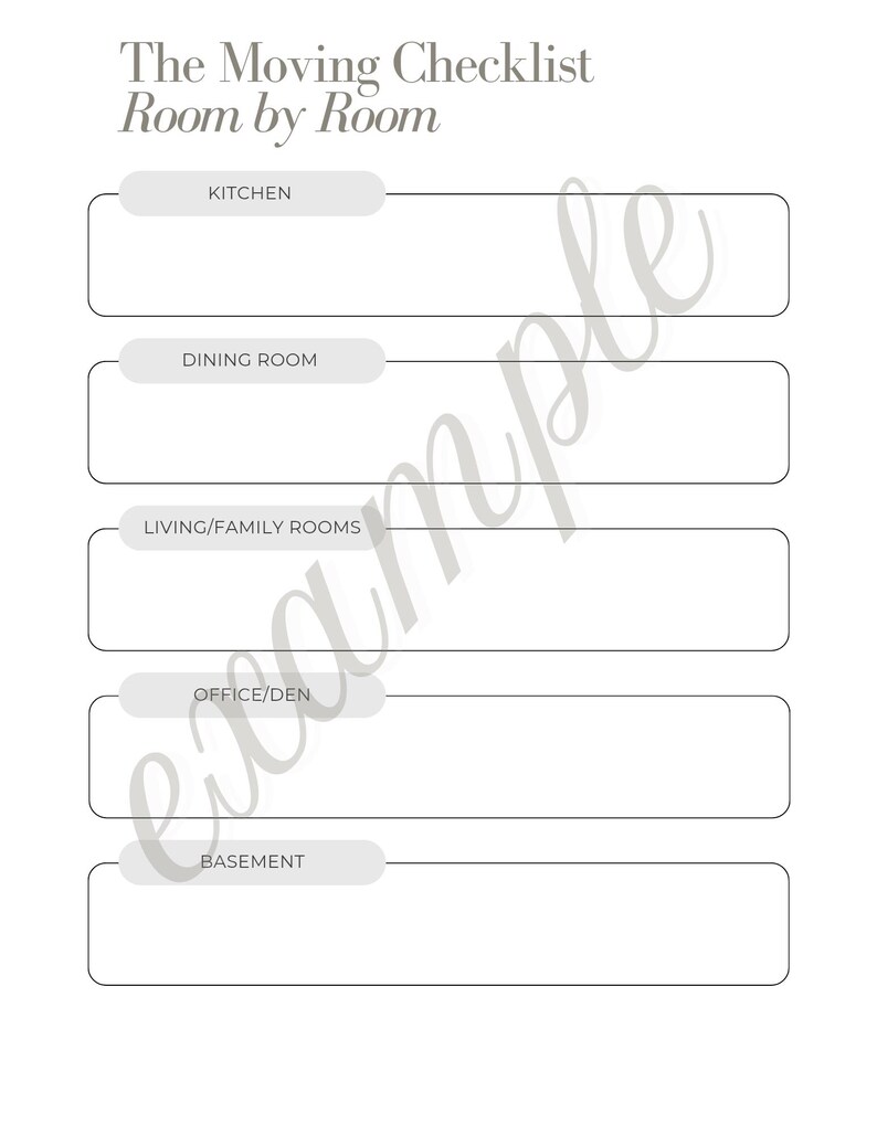 Detailed Moving Checklist | Moving Schedule Template | Printable ...
