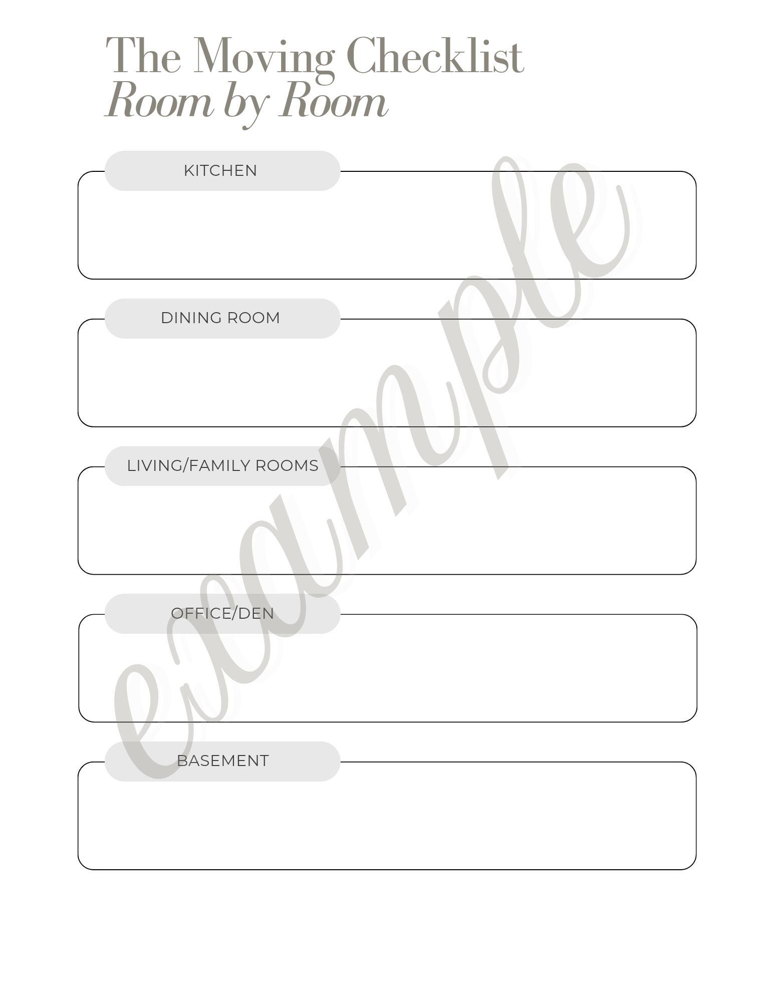Detailed Moving Checklist | Moving Schedule Template | Printable ...
