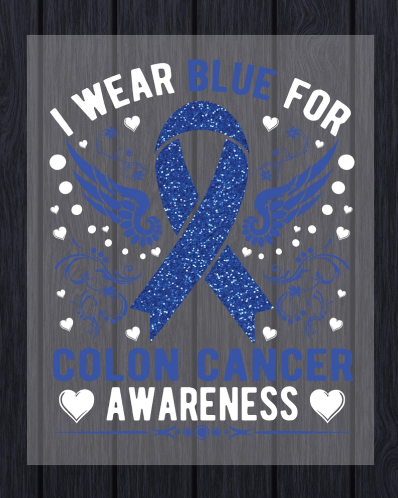 Colon Cancer Ready to Press DTF Transfer Blue Ribbon Heart Heat Press ...