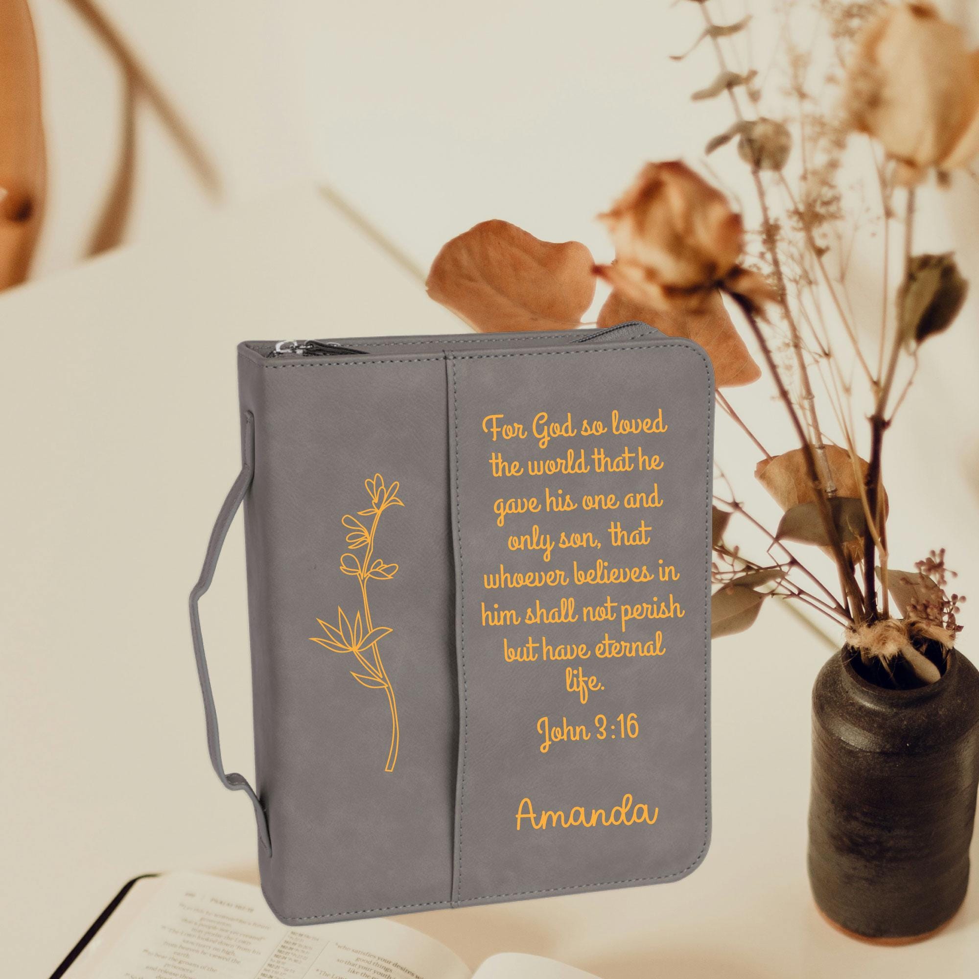 Leather Bible Cover, Custom Name Bible Cover, Customized Bible Cover ...
