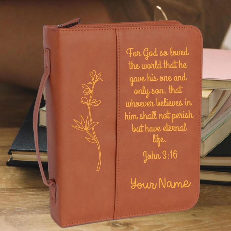 Leather Bible Cover, Custom Name Bible Cover, Customized Bible Cover ...