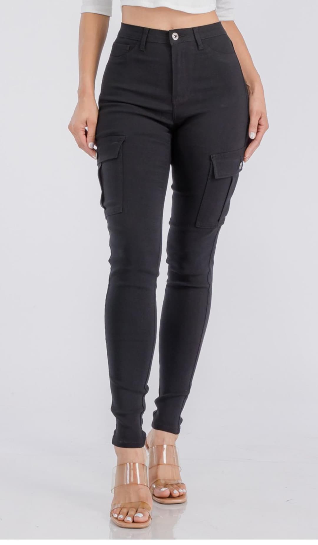High Waist Stretchy Cargo Pocket Jagging Jeans - Etsy