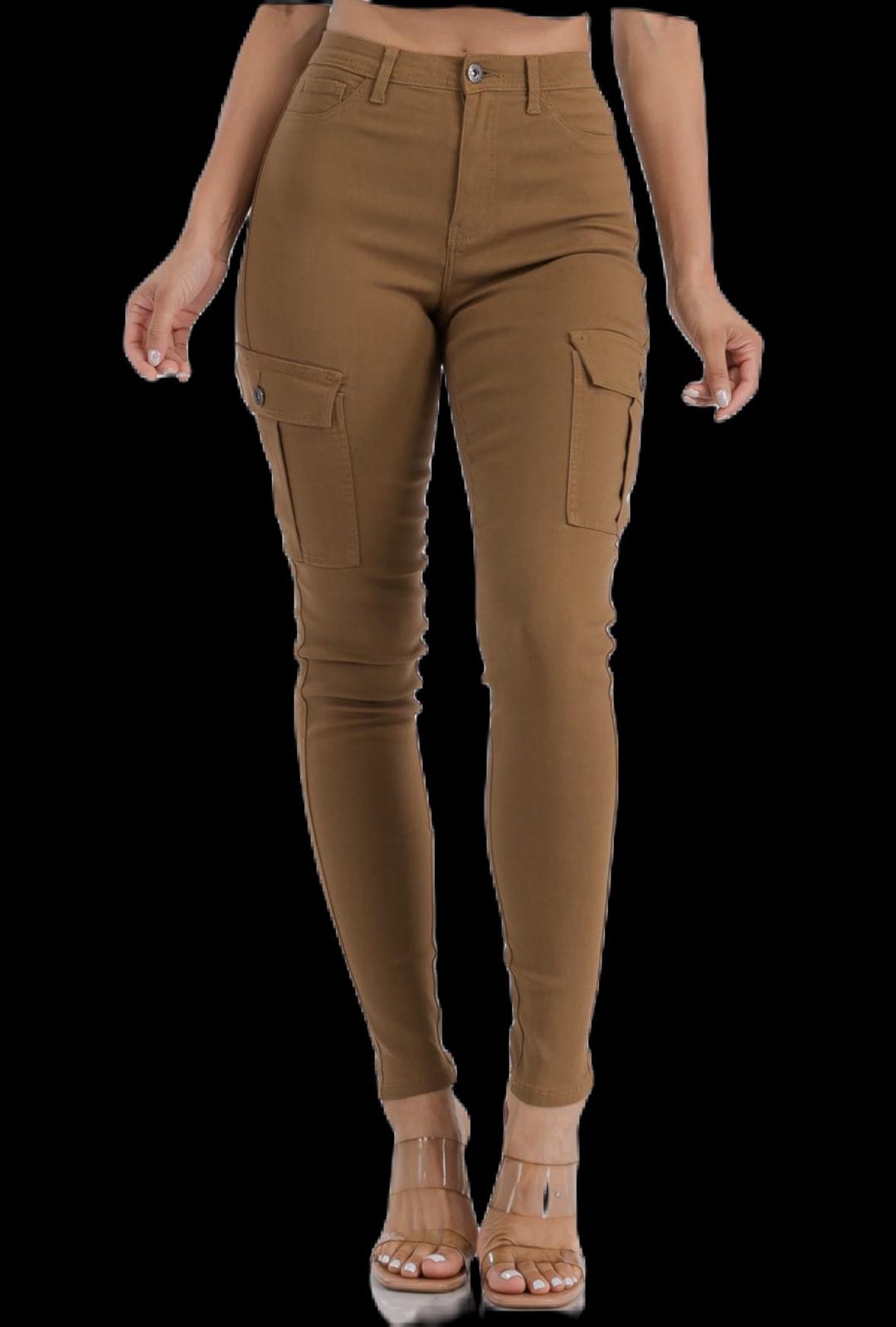 High Waist Stretchy Cargo Pocket Jagging Jeans - Etsy
