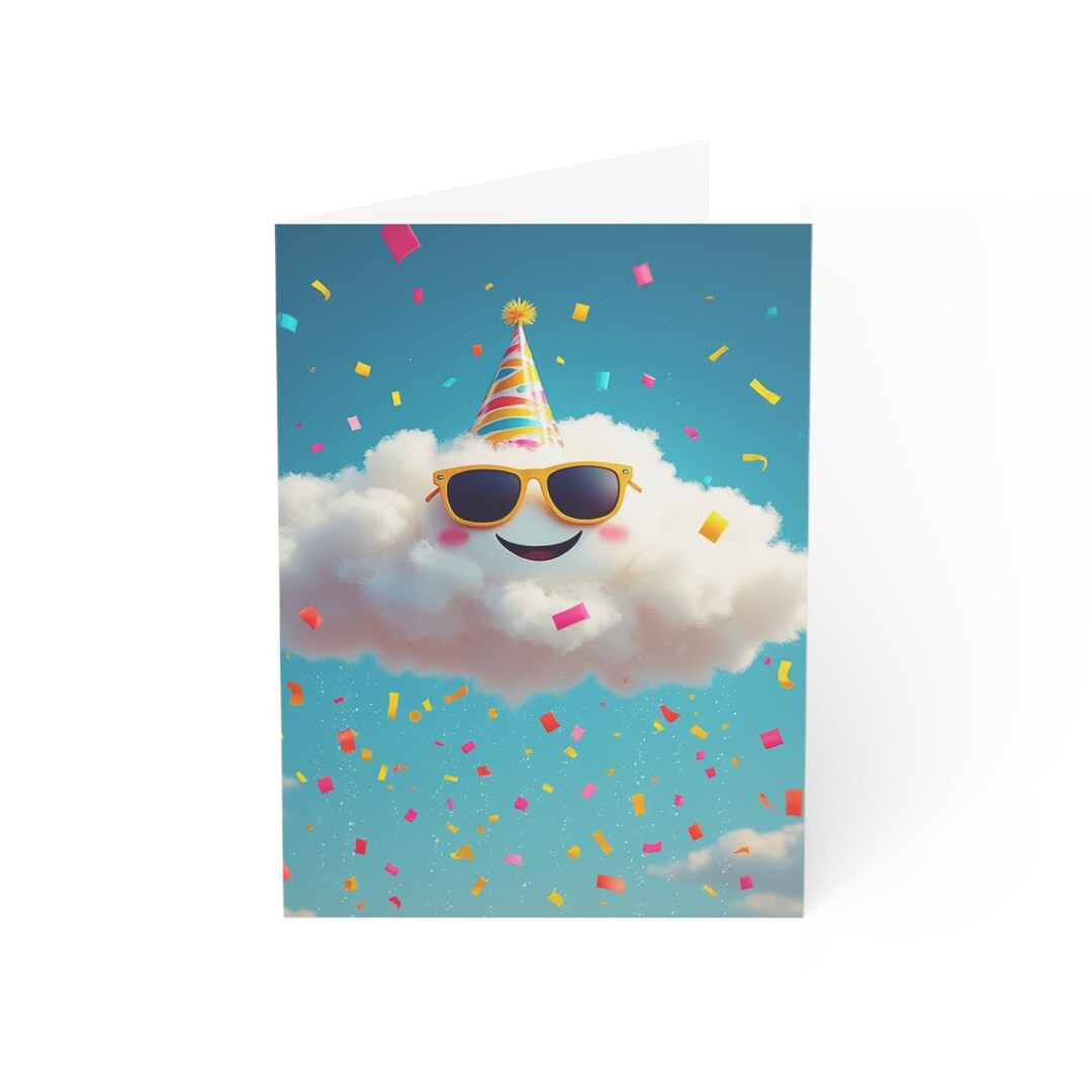 Happy Rain Cloud Birthday Card | Cheerful Weather Celebration Greeting ...