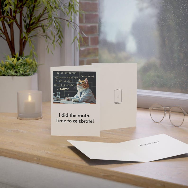 Science Cat Birthday Card | Funny Physics Mathematics Equation Greeting ...