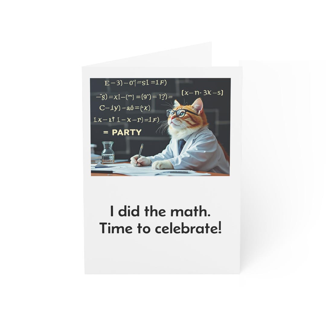Science Cat Birthday Card | Funny Physics Mathematics Equation Greeting ...