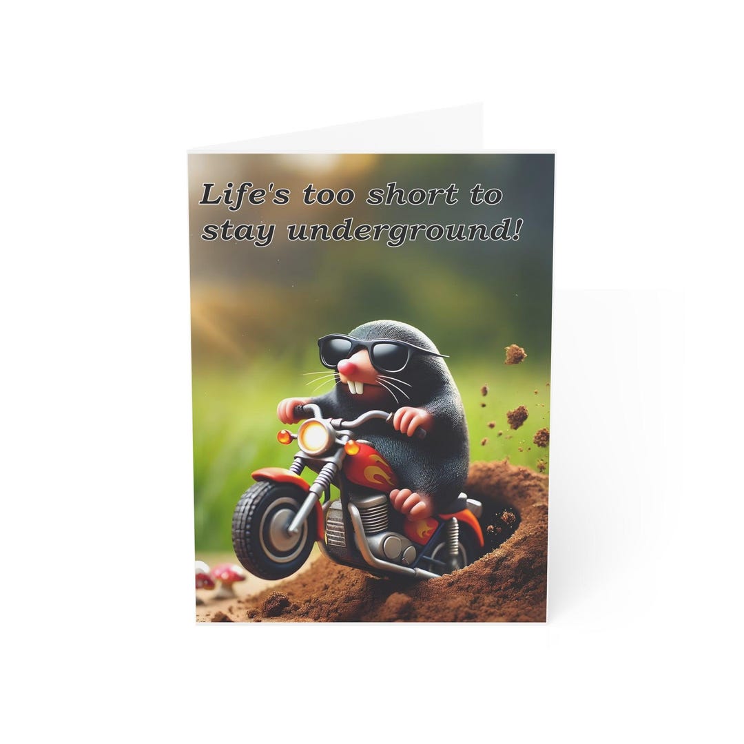 Midlife Crisis Mole Birthday Card | Funny Adventure Motorcycle Biker ...