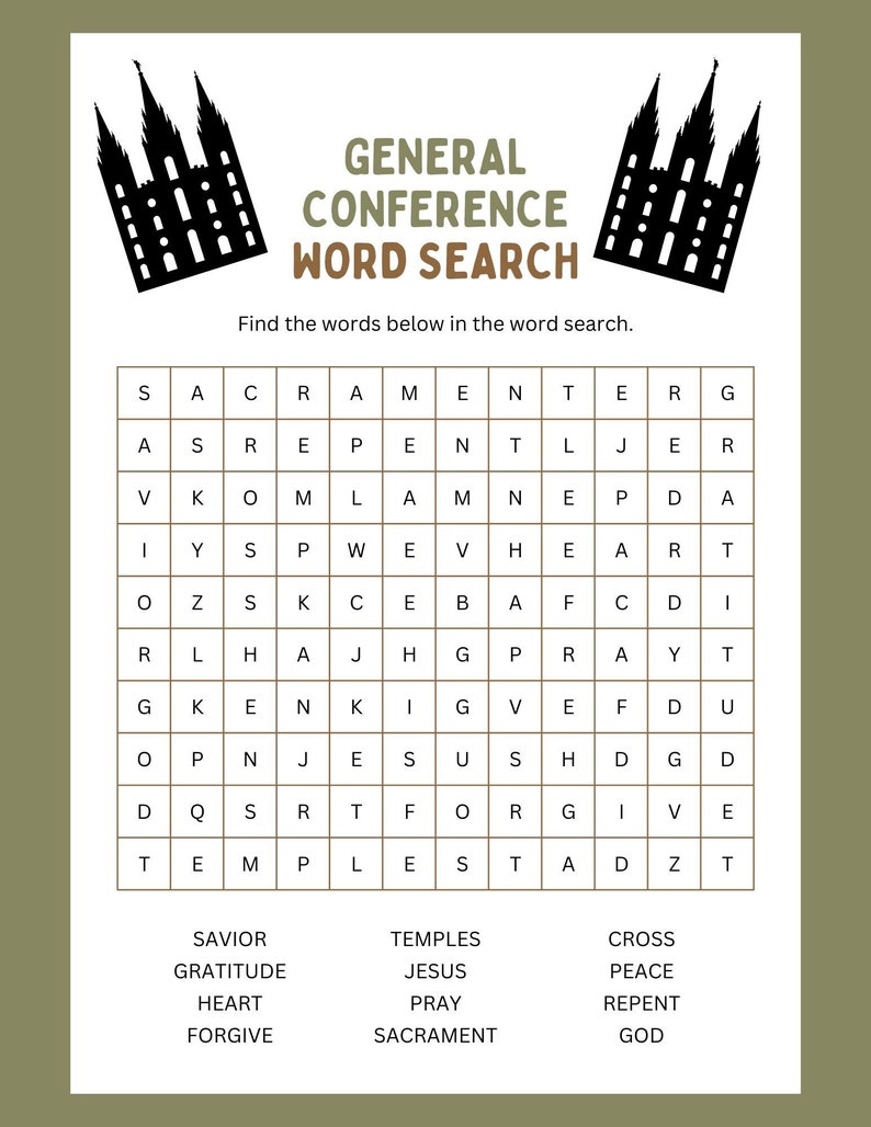 General Conference Word Search - Etsy