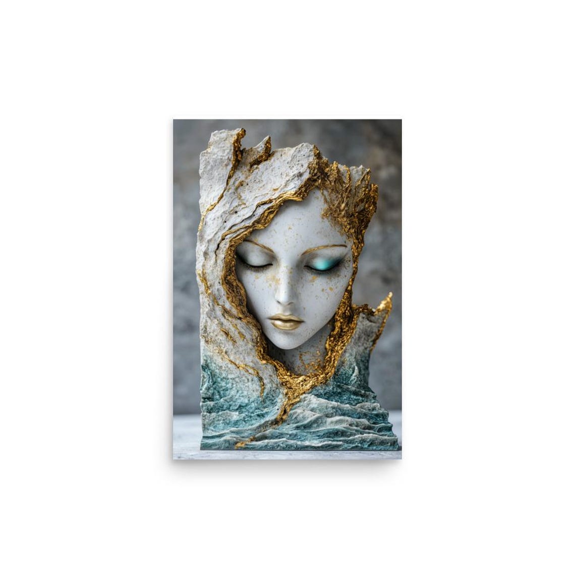 Ocean Goddess Poster | Gold Accents & Turquoise Hues | Modern Coastal ...