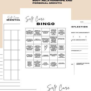 Self Care BINGO| SELF Care Reflection Printable| Monthly Reflection ...