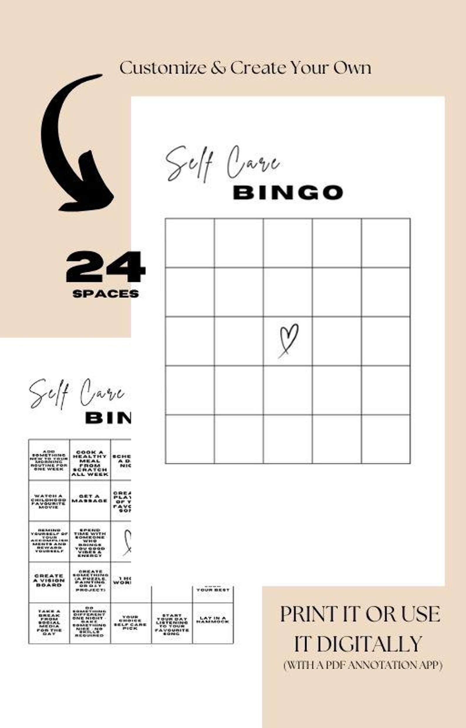 Self Care BINGO| SELF Care Reflection Printable| Monthly Reflection ...