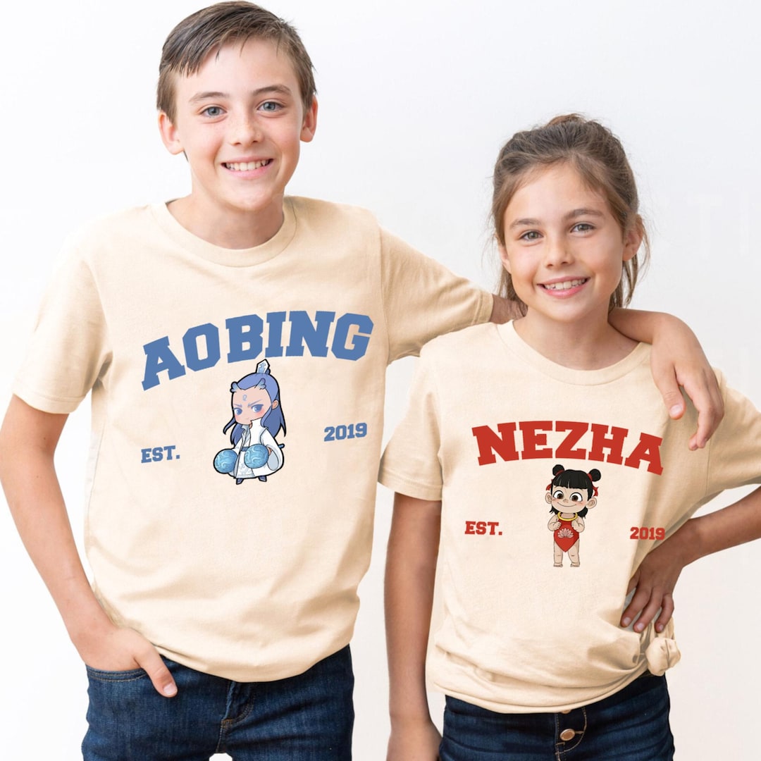 Nezha and Aobing Cartoon Shirt PNG File, Mythical Warrior Cat , Fire ...