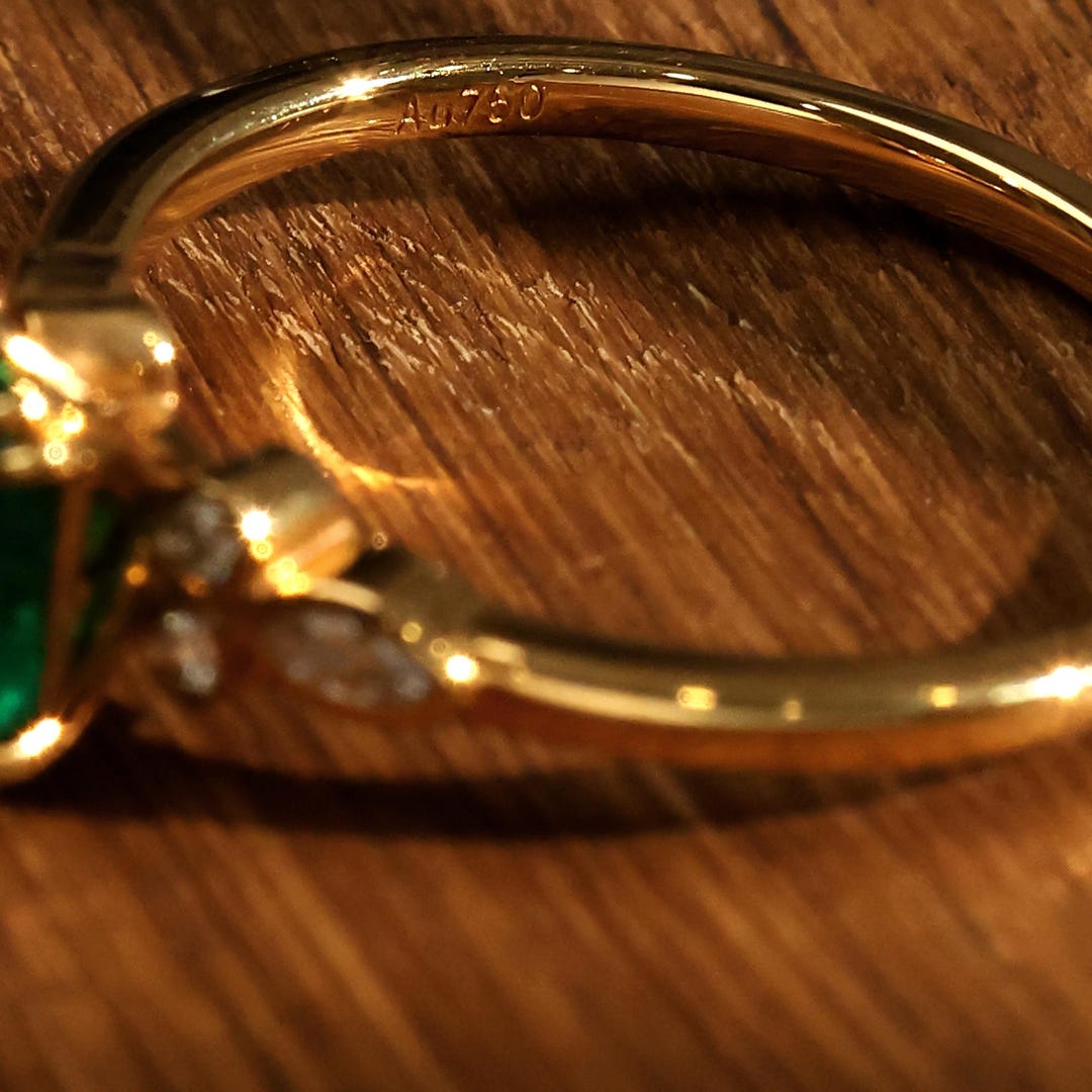 Emerald Ring With Diamond, 18k Solid Gold Ring, Unique Engagement Ring ...