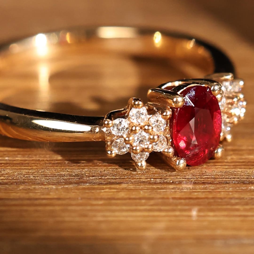 Pigeon Blood Red Ruby Ring, 18k Solid Gold Ring ,engagement Ring ...