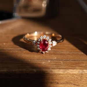 Pigeon Blood Red Ruby Ring,18k Solid Gold Ring, Women Ruby Ring, Unique ...