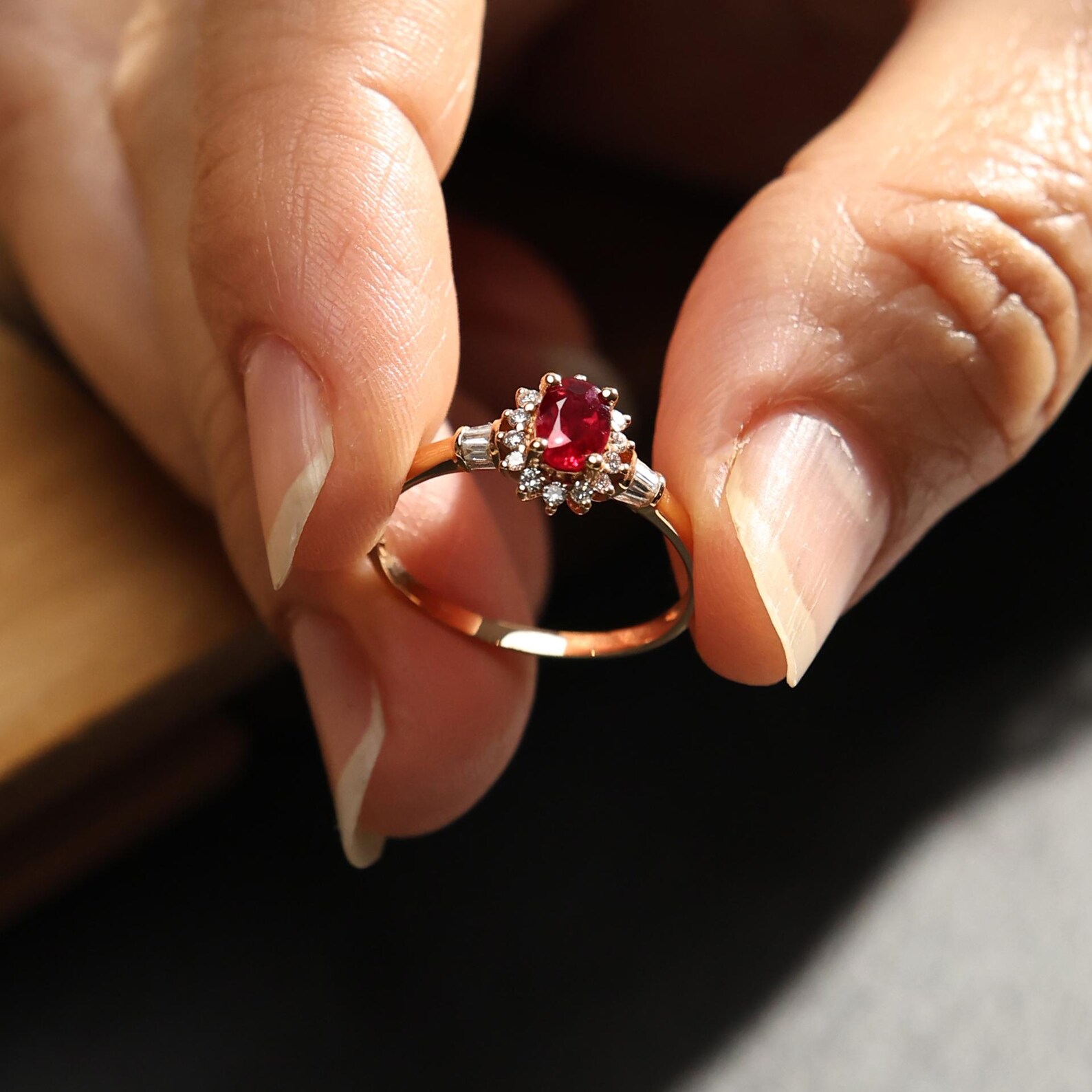 Pigeon Blood Red Ruby Ring,18k Solid Gold Ring, Women Ruby Ring, Unique ...