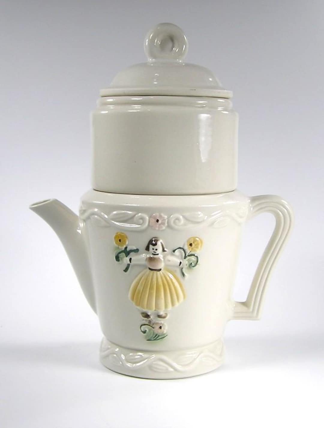 Vintage 3-piece Dutch Girl Porcelier Teapot With Infuser #3287 Free ...