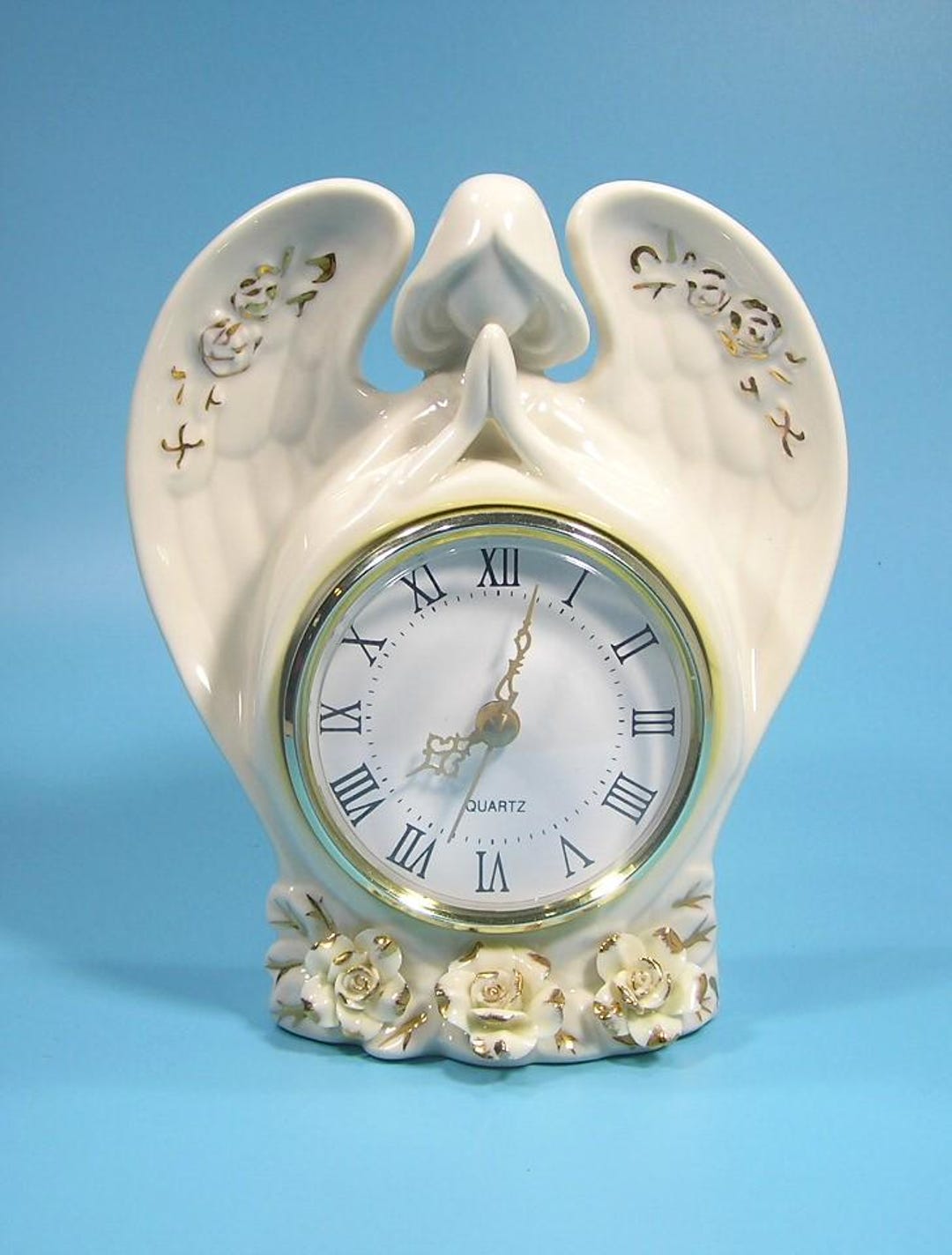 Vintage Avon Porcelain Praying Angel Tabletop Clock #3463 Free Shipping ...