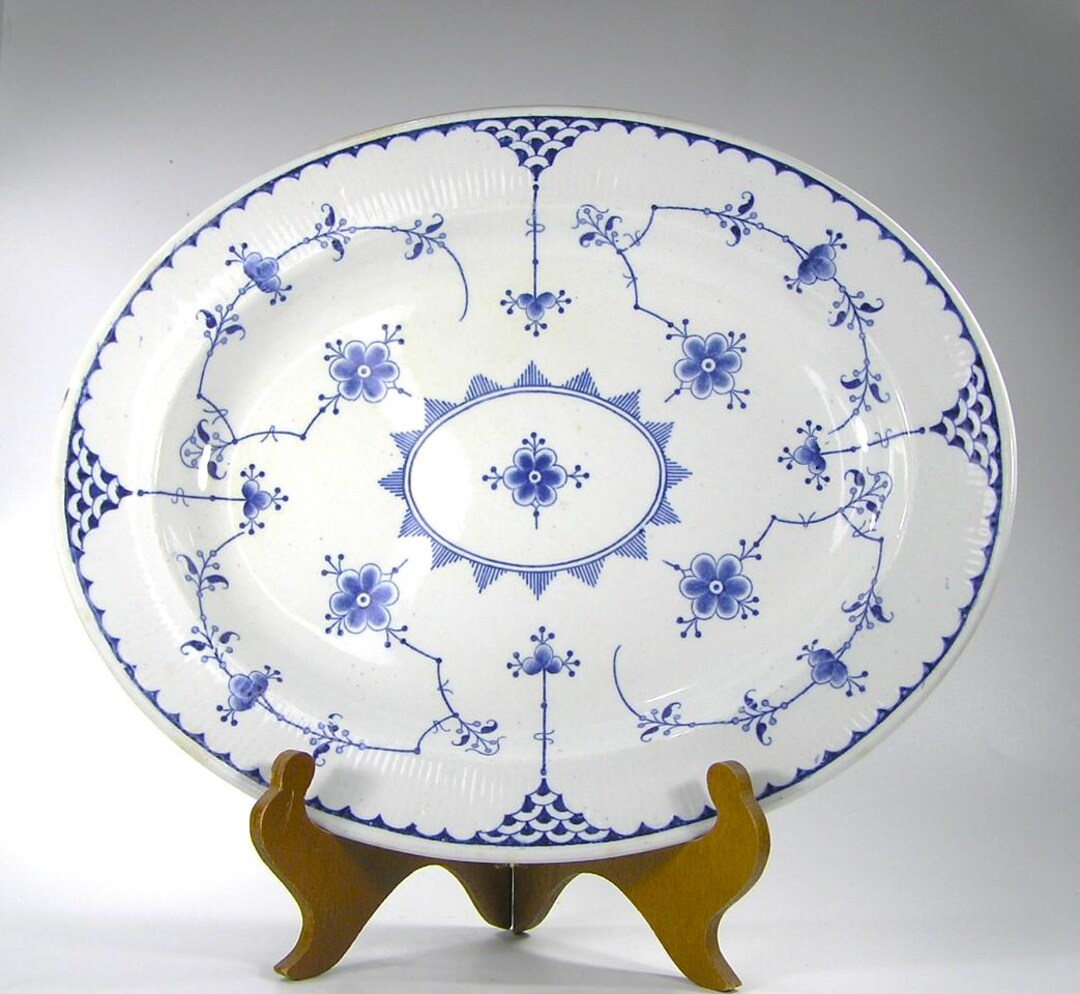 Vintage Furnivals Blue Denmark Oval Serving Platter 3231 Free Shipping ...
