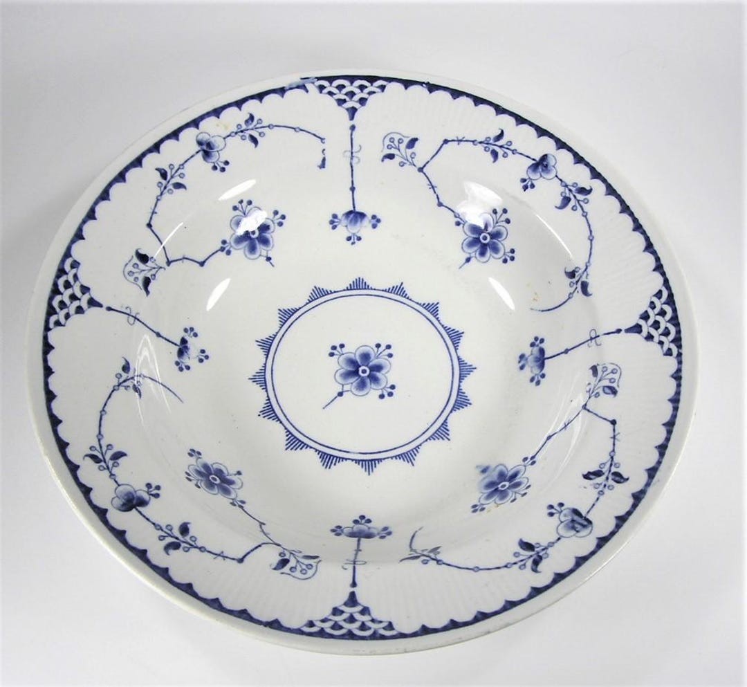 Vintage Furnivals Blue Denmark Round Serving Bowl 3191 Free Shipping - Etsy