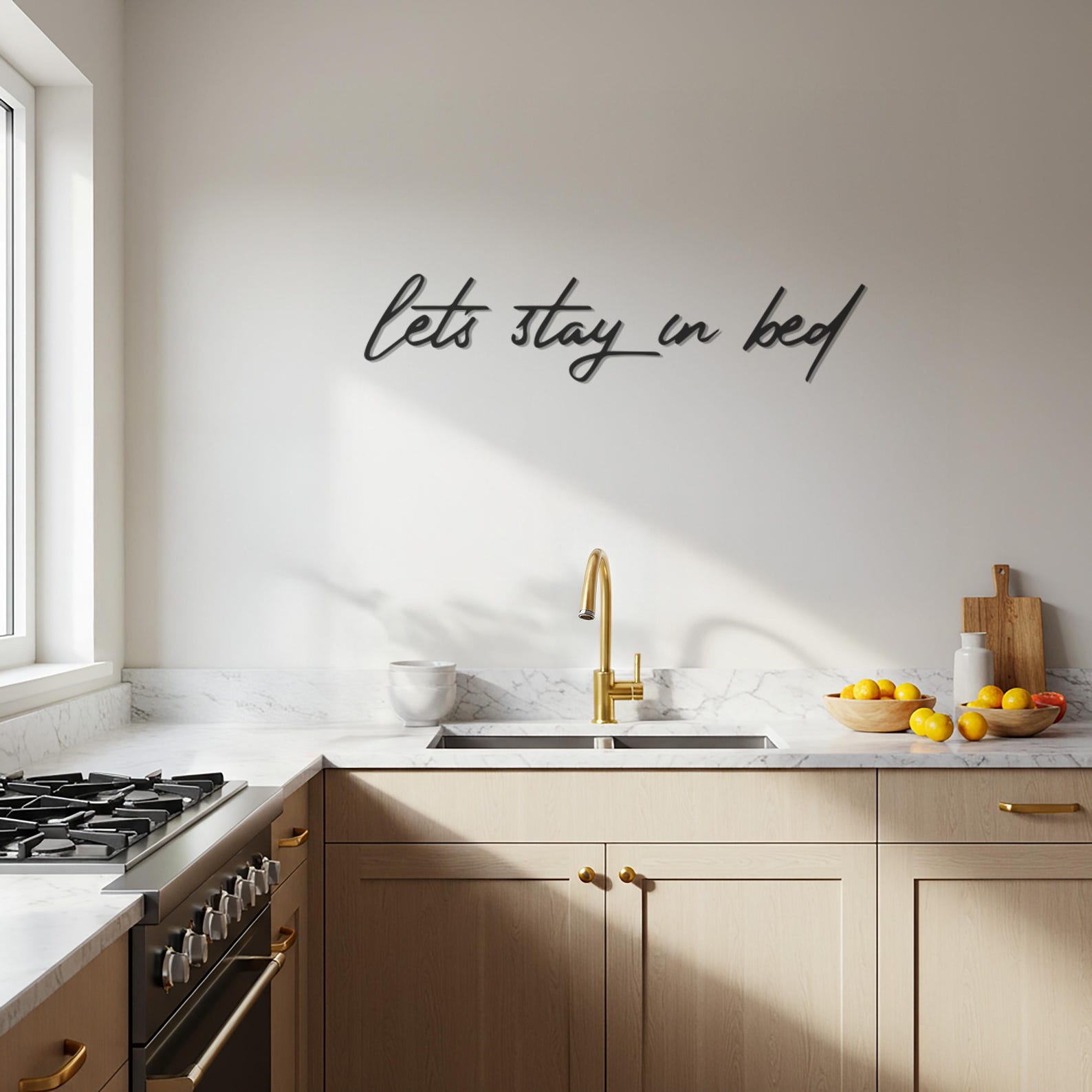 Let’s Stay in Bed Metal Art, Cursive Quote Metal Sign, Romantic Bedroom ...