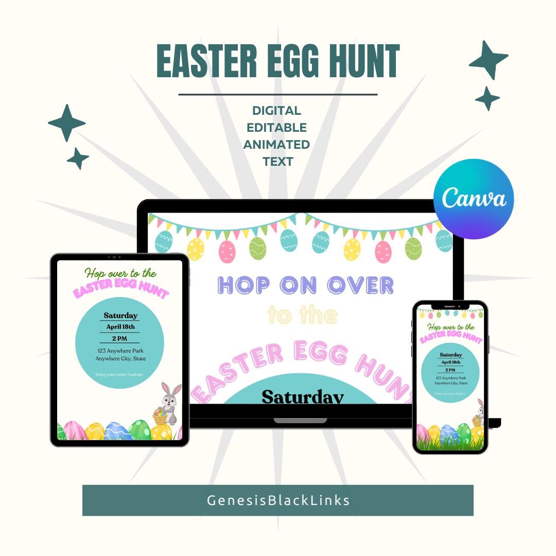 Animated Easter Egg Hunt Invitation - Digital and Editable (text) - Etsy