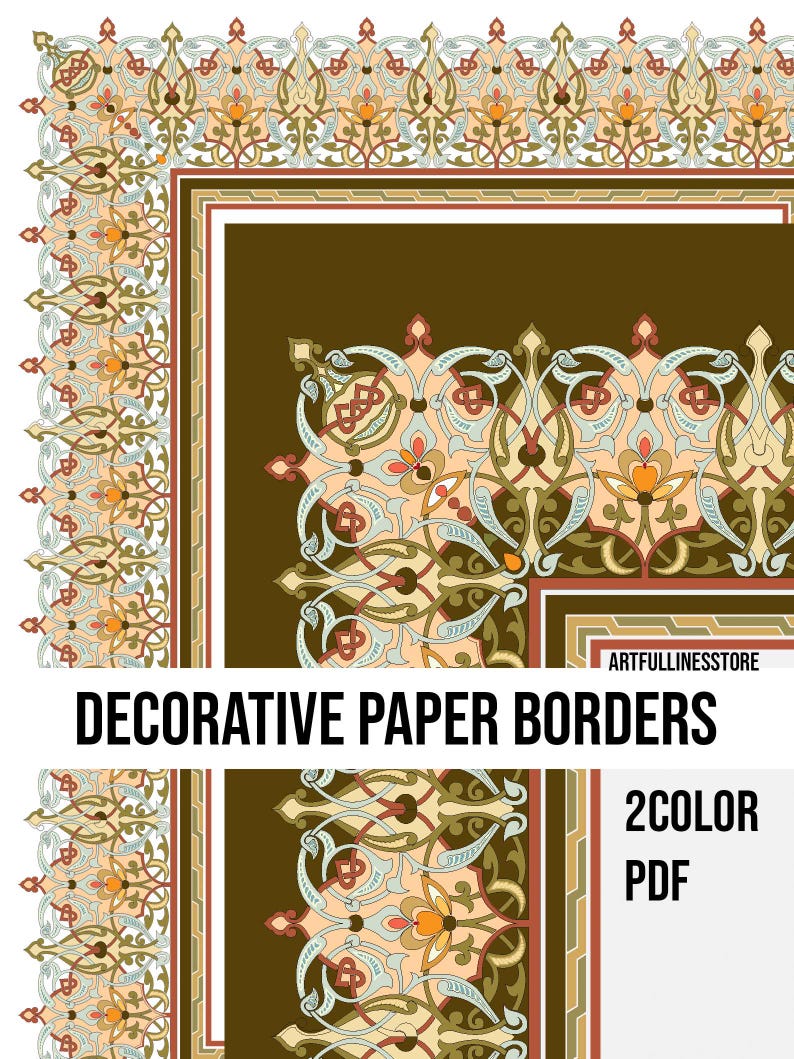 Printable Paper Borders: Calligraphy Frames for Scrapbooking (digital ...