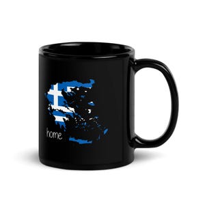 Greek Map Coffee Mug | Greek Flag Mug | Black Glossy Mug | Greek ...