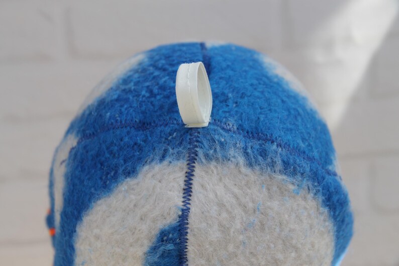 Upcycled Wool Sauna Hat, Blue Clouds, Orange Stitching, Banya Spa Cap ...