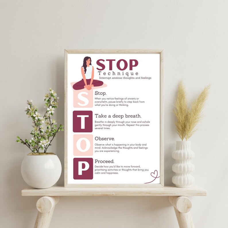 DBT STOP Emotional Regulation Posters, DBT Posters, Therapy Office ...