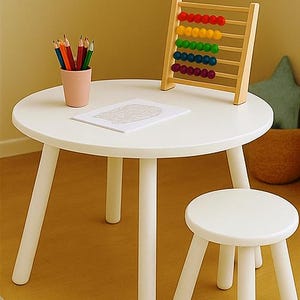White Kids Round Table & Stools Set | Montessori Play Furniture ...