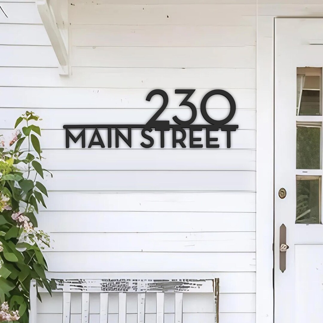 Custom Metal Address Sign Modern Black House Number Plaque for Door ...