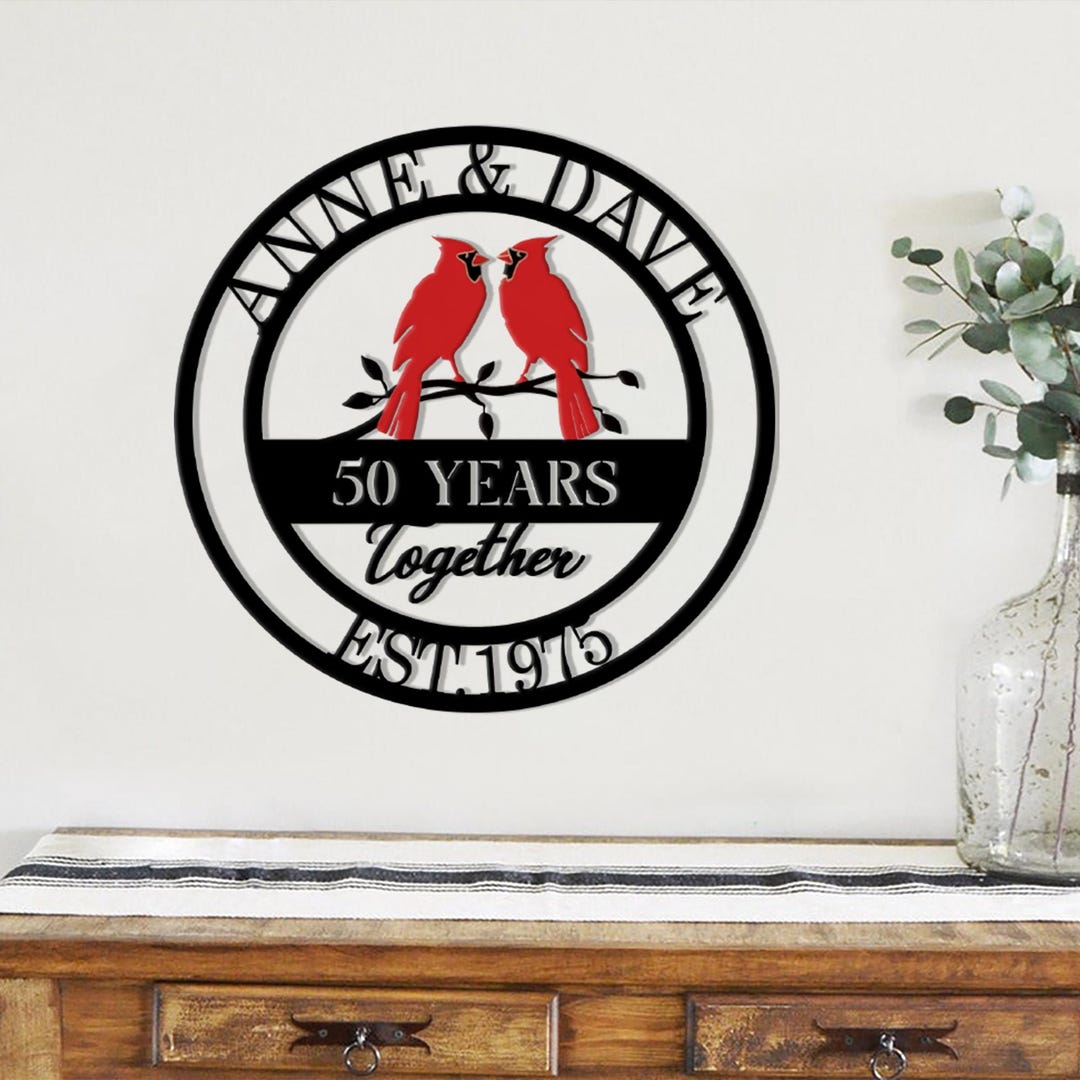 Custom 50 Year Anniversary Sign, Wedding Anniversary Metal Wall Art ...
