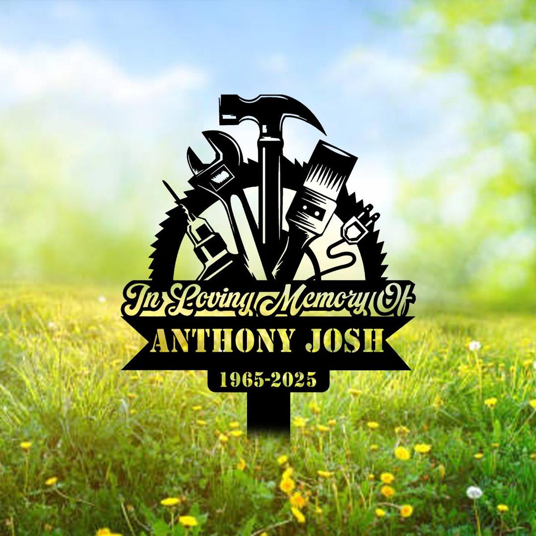 Personalized Carpenter Tools Memorial Stake Handyman Metal Grave Marker ...