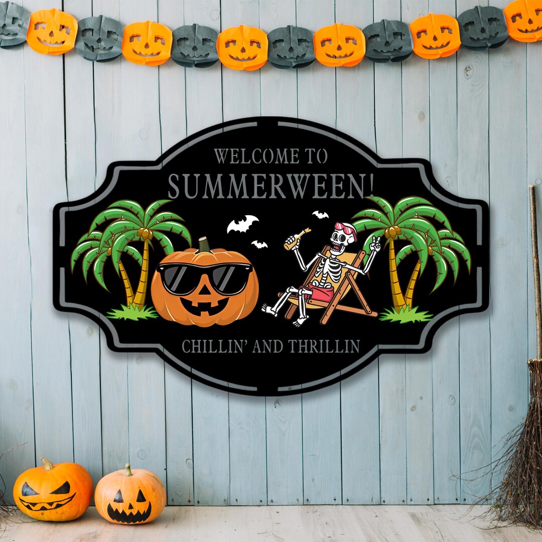 Summerween Garden Sign Halloween in Summer Outdoor Decor Spooky Metal ...