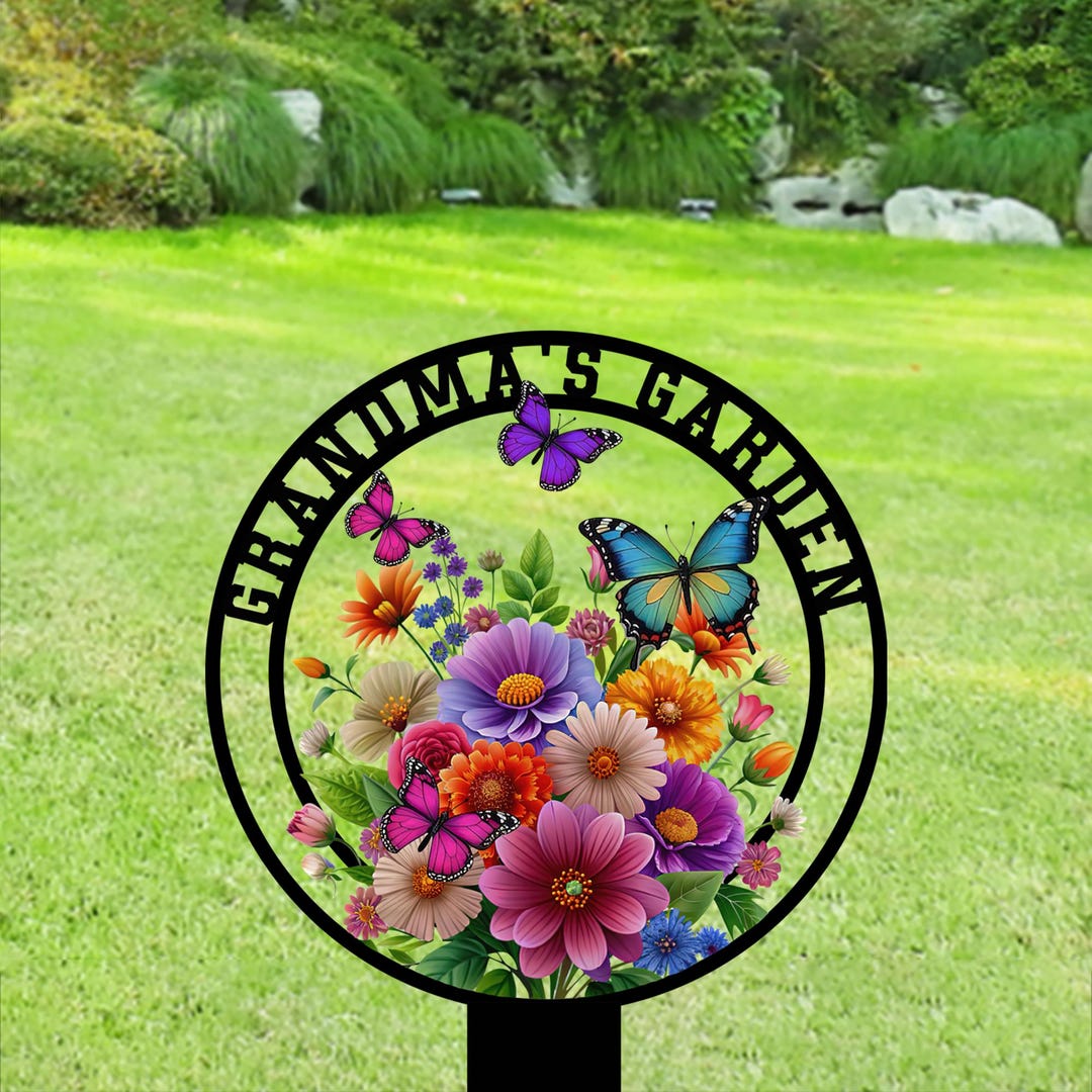 Personalized Garden Flower Sign Custom Garden Metal Sign With Stakes ...